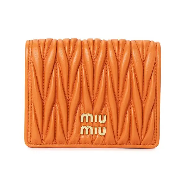 Miu Miu Matelasse Short Wallet - Orange