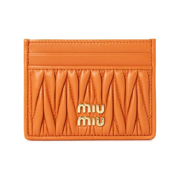 Miu Miu Matelasse Card Holder - Orange