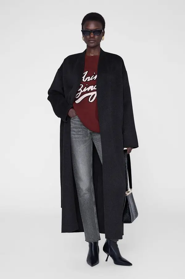 ANINE BING Miles Chenille Signature Sweatshirt - Cabernet