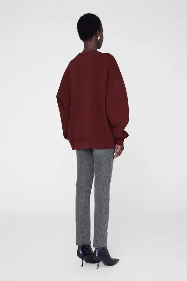ANINE BING Miles Chenille Signature Sweatshirt - Cabernet
