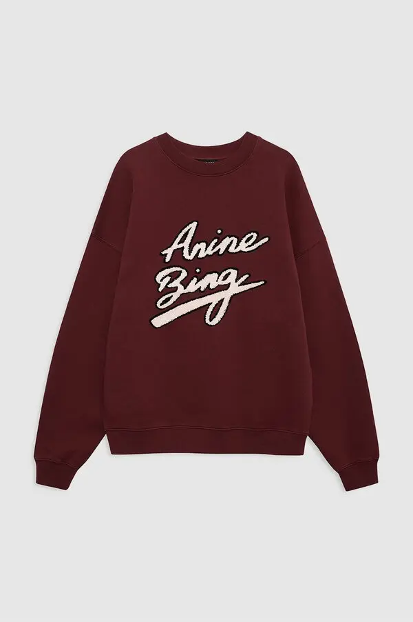 ANINE BING Miles Chenille Signature Sweatshirt - Cabernet