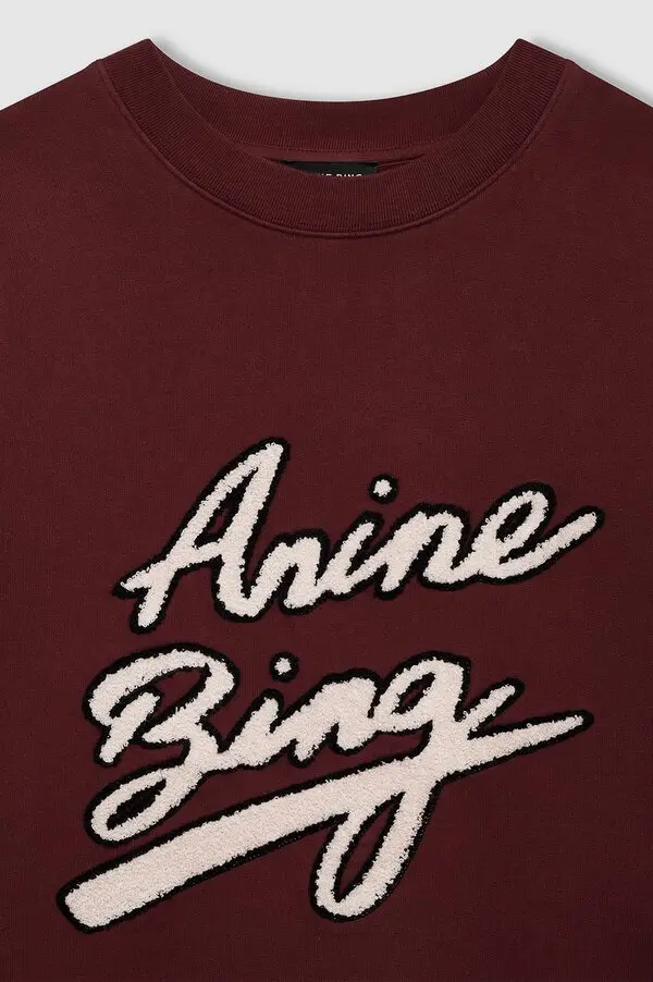 ANINE BING Miles Chenille Signature Sweatshirt - Cabernet