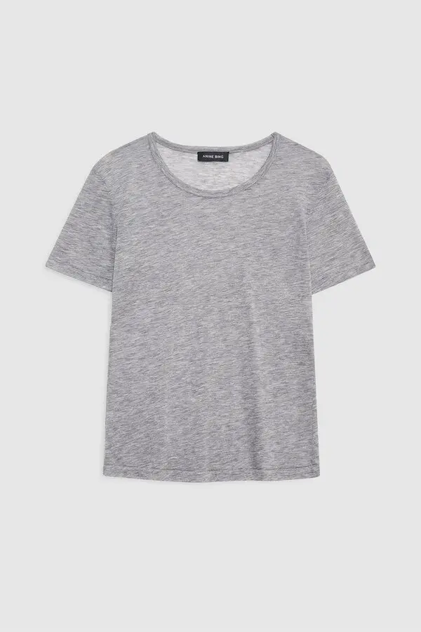 ANINE BING Sylvie Super Fine Jersey Crewneck Tee - Grey