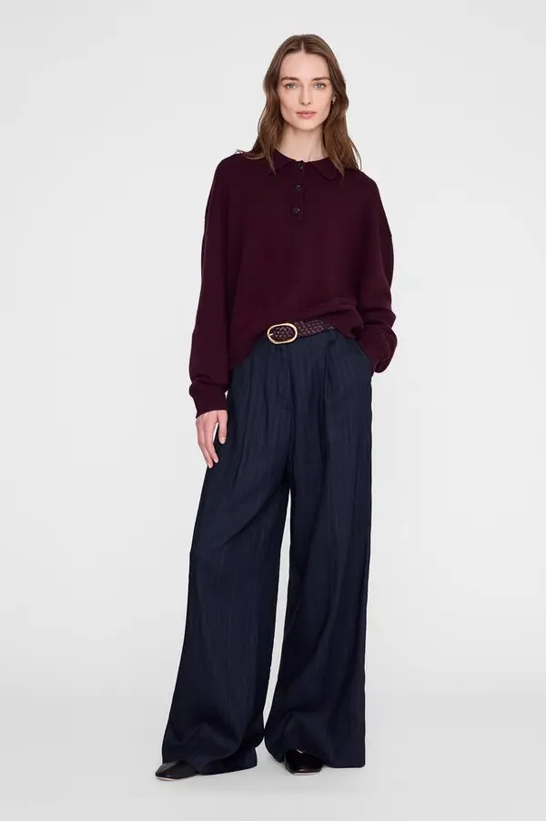 ANINE BING Lee Polo Sweater - Fig