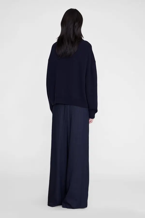 ANINE BING Lee Cashmere Polo Sweater - Navy