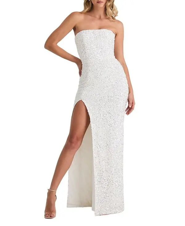 Helsi Lola Strapless Gown With Slit In White | Editorialist