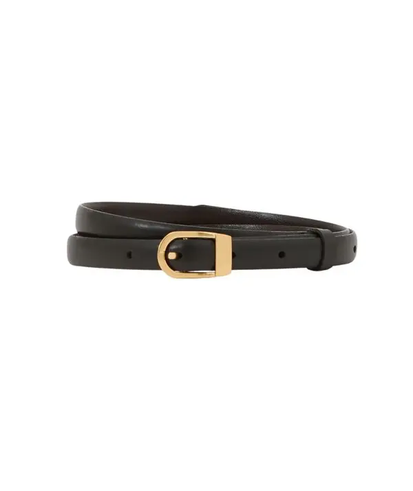 REISS Mila Mini-buckle Leather Belt - Black