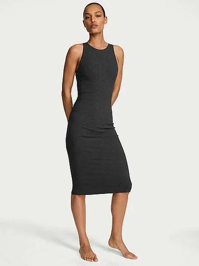 Victoria's Secret Smoothing Rib High-neck Midi Dress - Grey