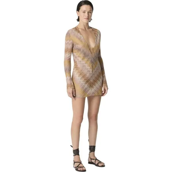 Missoni Long-sleeved Mini Dress In Dégradé Lurex - Multicoloured