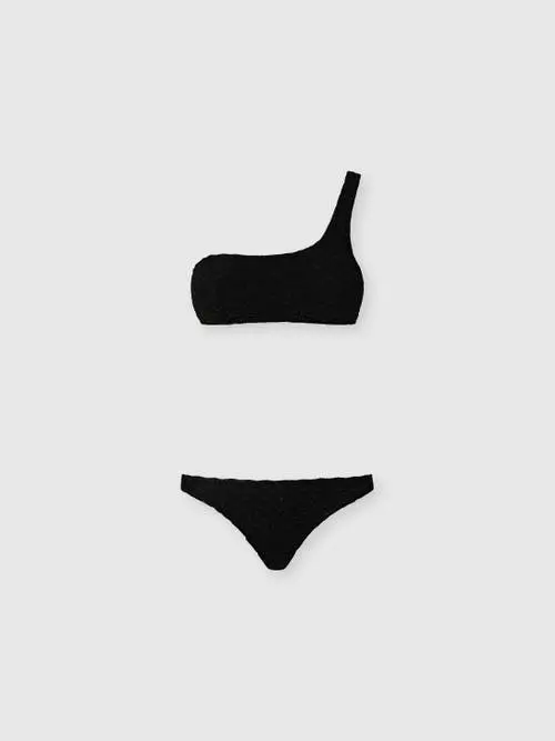 Missoni One-shoulder Bikini With Raschel Workmanship - Black