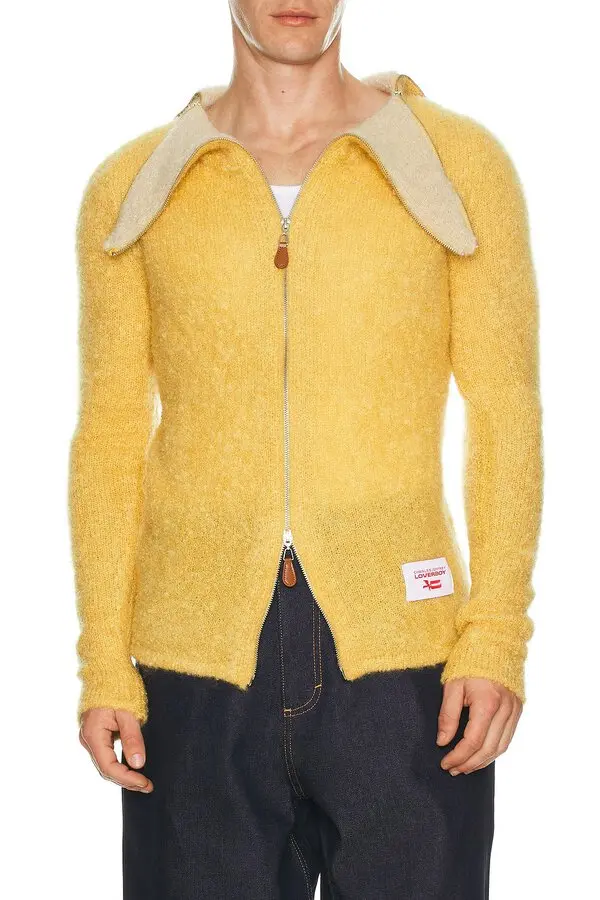 CHARLES JEFFREY Mohair Banana Zip Jumper - Yellow