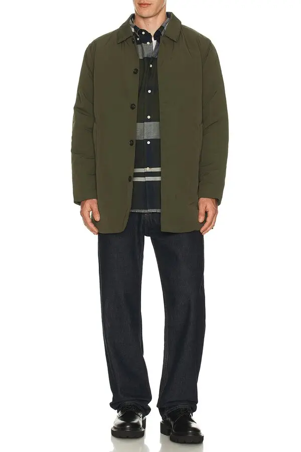 Barbour Wadded Lorden Showerproof Mac Jacket - Olive