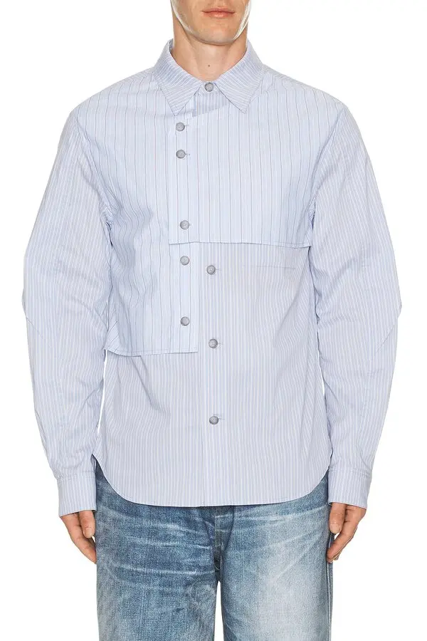 Andersson Bell Stripe Layered Shirt In Baby - Blue