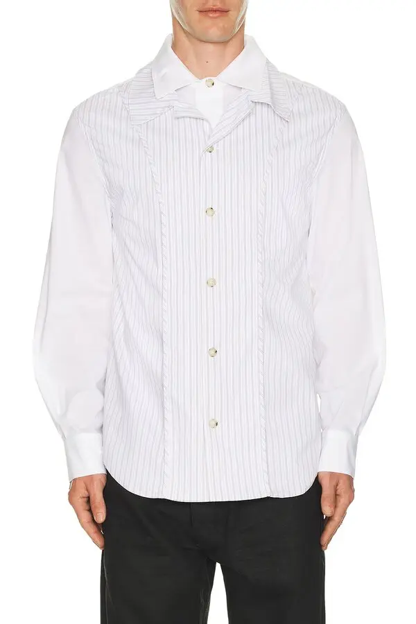 Andersson Bell Open Collar Layered Shirt - White