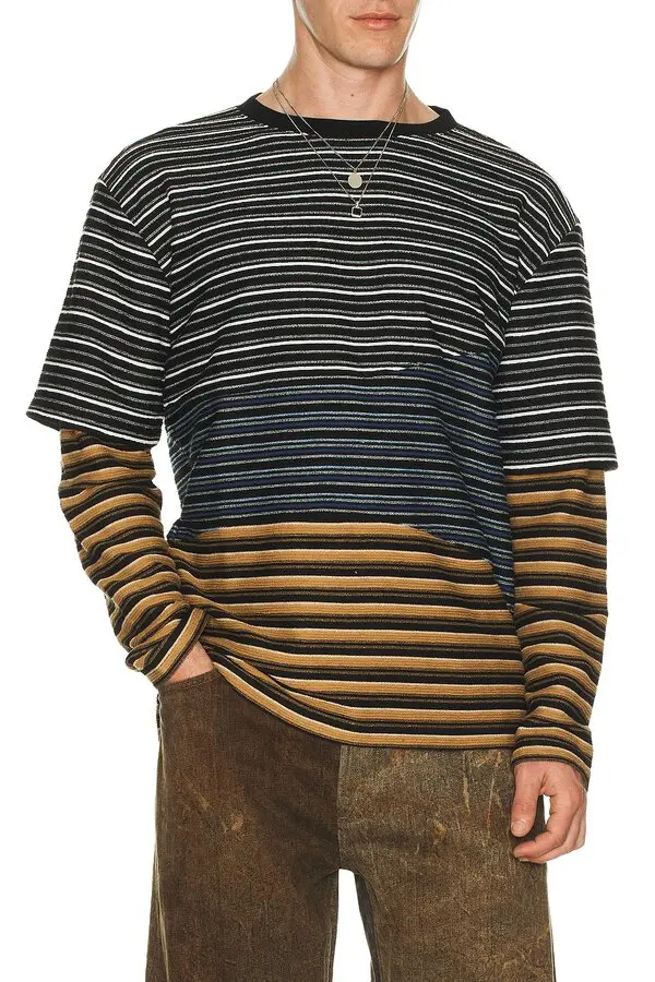 Andersson Bell Stripe Long Sleeve Tee In Black - Multi