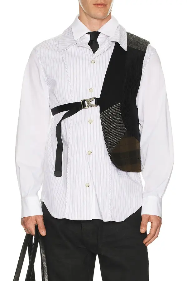 Andersson Bell Patchwork One Arm Vest In Black - Multi