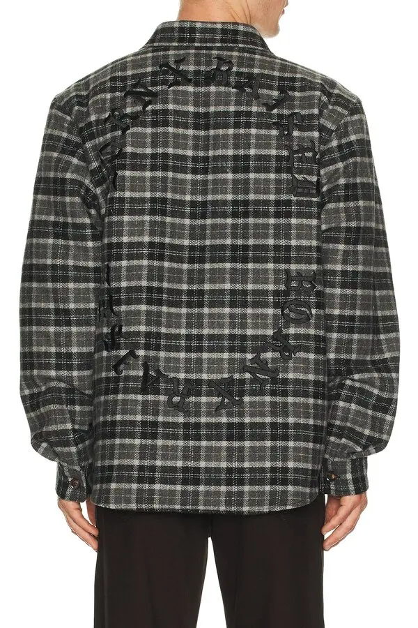 BORN X RAISED Embroidered Flannel Shirt Jacket