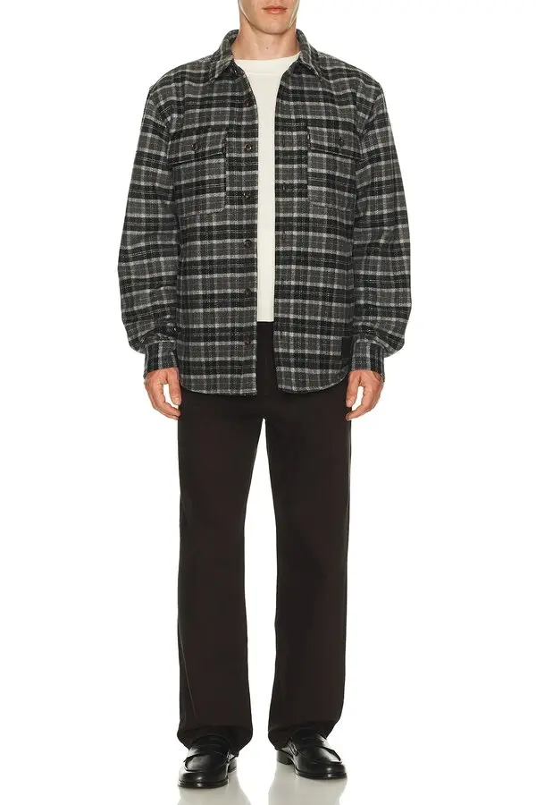 BORN X RAISED Embroidered Flannel Shirt Jacket