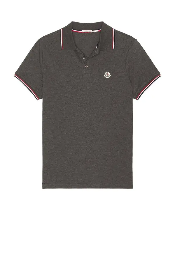 Moncler Polo In Blue - Dark Gray Melange