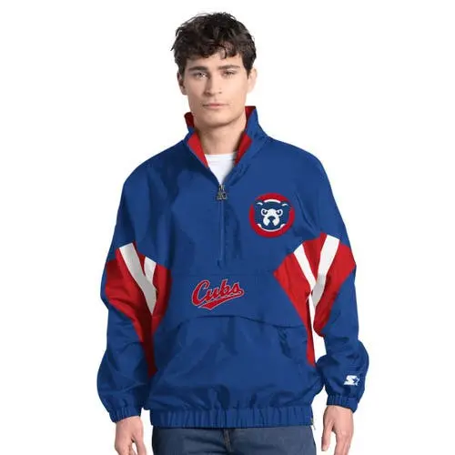 STARTER Chicago Cubs Cooperstown Chief Half-zip Pullover - Royal
