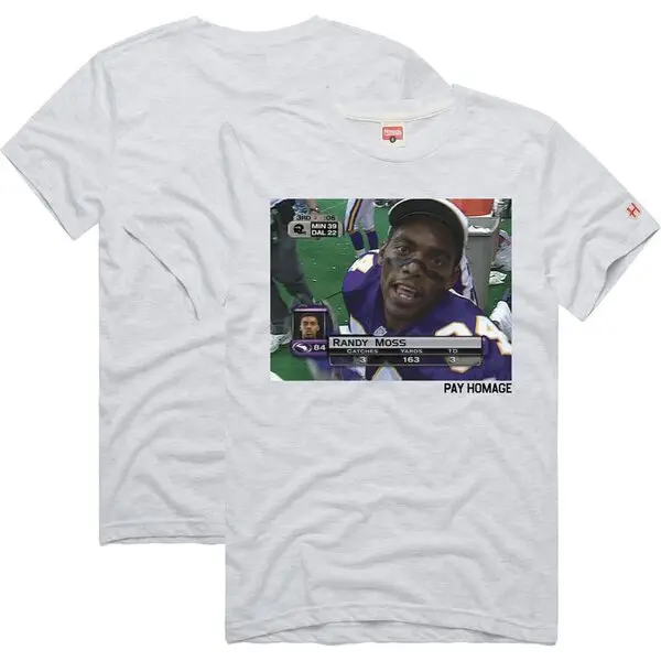 HOMAGE Randy Moss Minnesota Vikings Pay Graphic T-shirt - Ash