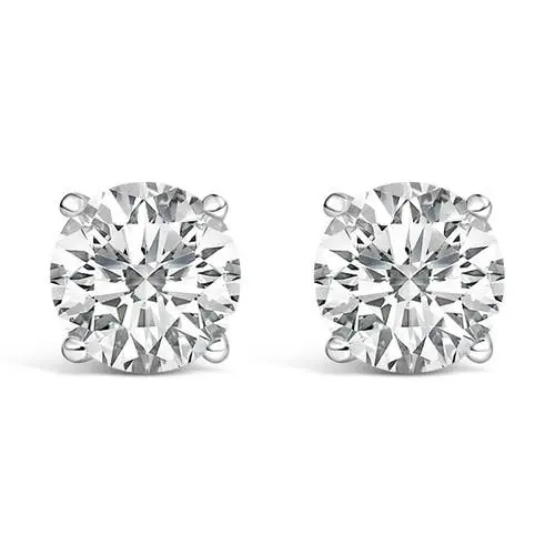 HAUS OF BRILLIANCE Platinum 5.00 Cttw Round Lab Grown Diamond Stud Earrings - White