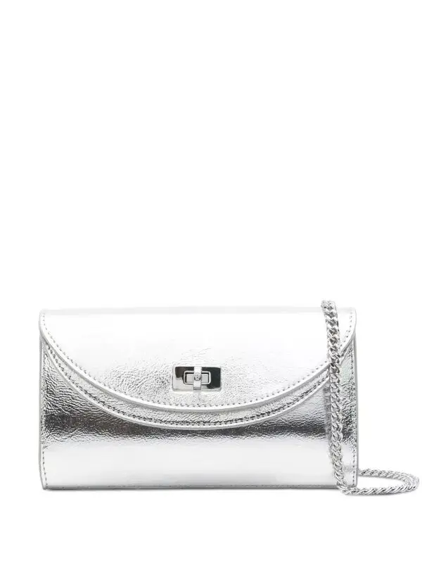 Sandro Mambo Metallic Leather Clutch Bag With Chain Strap