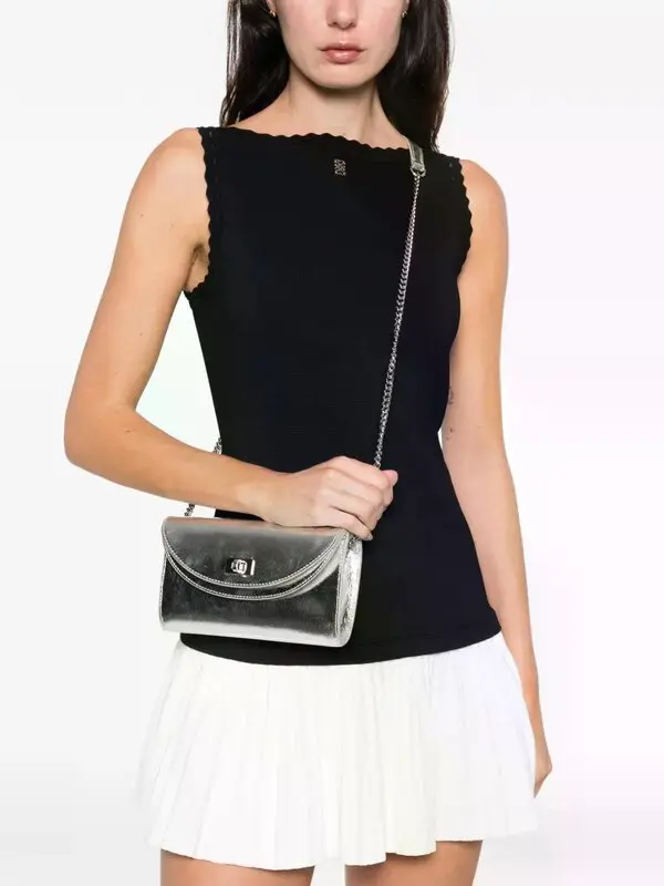 Sandro Mambo Metallic Leather Clutch Bag With Chain Strap
