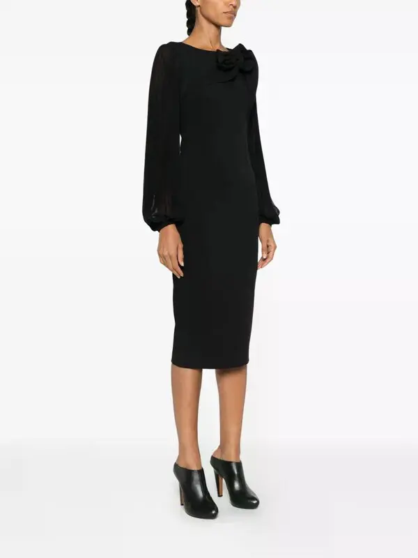NISSA Floral-appliqué Midi Dress