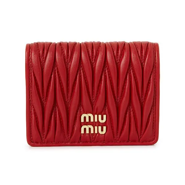 Miu Miu Matelasse Short Wallet - Red