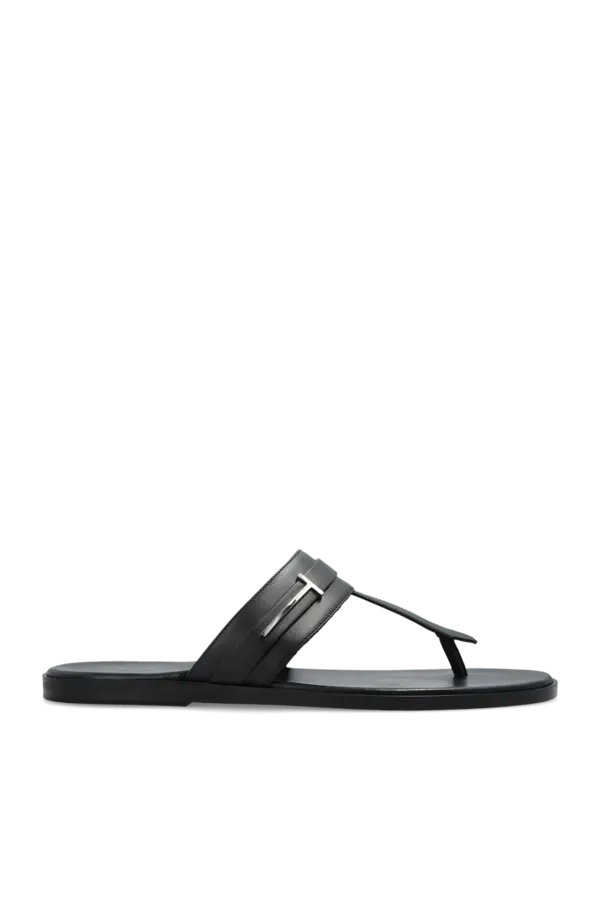 TOM FORD Leather Slides - Black