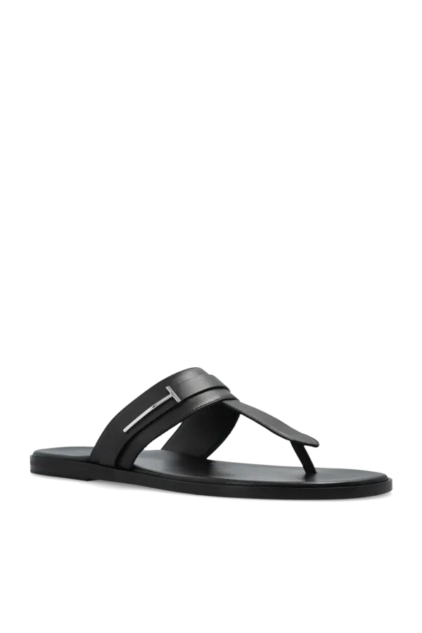 TOM FORD Leather Slides - Black