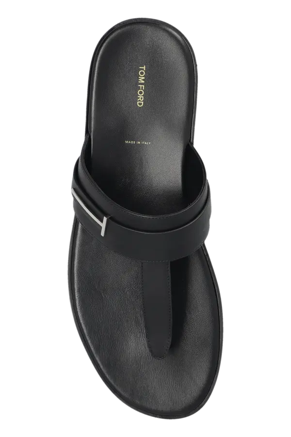 TOM FORD Leather Slides - Black