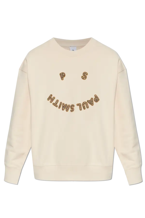 Paul Smith Sweatshirt With Logo Appliqu - Cream