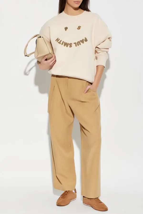Paul Smith Sweatshirt With Logo Appliqu - Cream