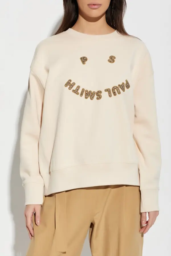 Paul Smith Sweatshirt With Logo Appliqu - Cream