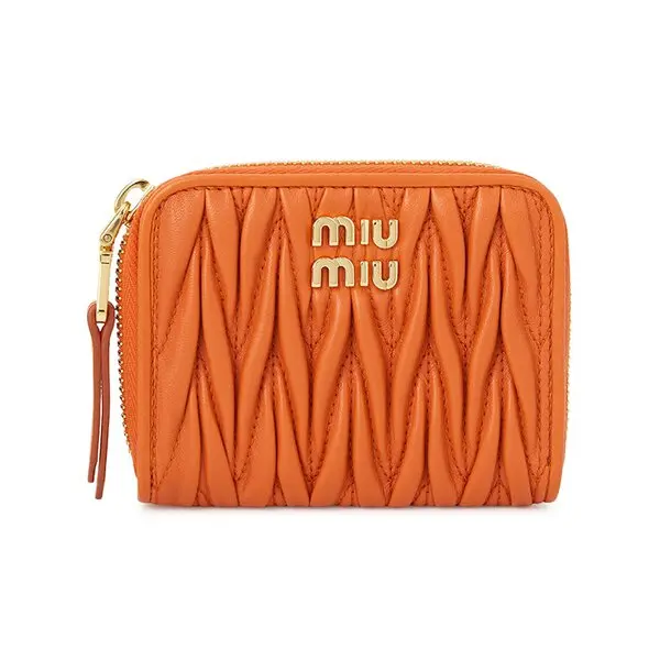 Miu Miu Matelasse Card Holder - Orange