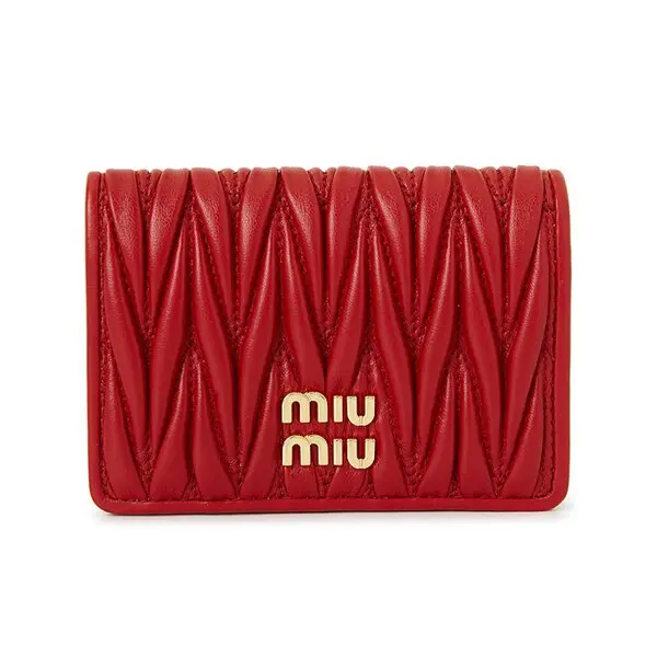 Miu Miu Matelasse Card Holder - Red