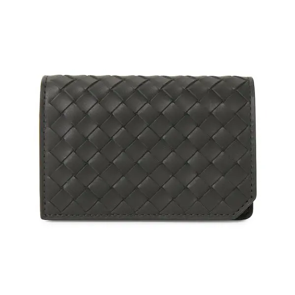 Bottega Veneta Intrecciato Card Holder - Khaki Gray
