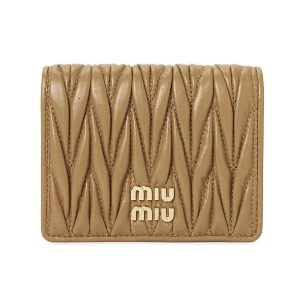Miu Miu Matelasse Short Wallet - Brown