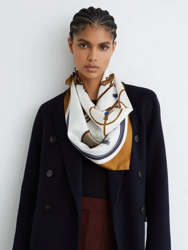 REISS Mila Silk Printed Scarf