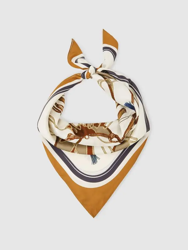 REISS Mila Silk Printed Scarf