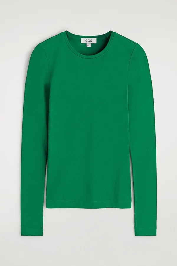 Cos Cotton Long-sleeved Top - Green