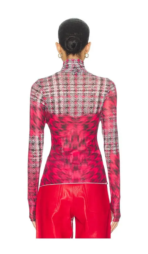 AFRM Zadie Long Sleeve Top - Ruby Houndstooth