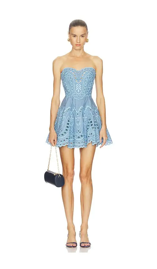 Charo Ruiz Ibiza Bail Short Dress - Blue Sealace