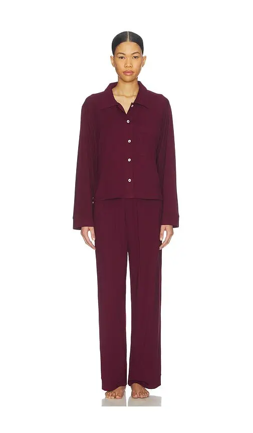ALL MY LOVE Sloan Pj Set In Wine - Cranberry