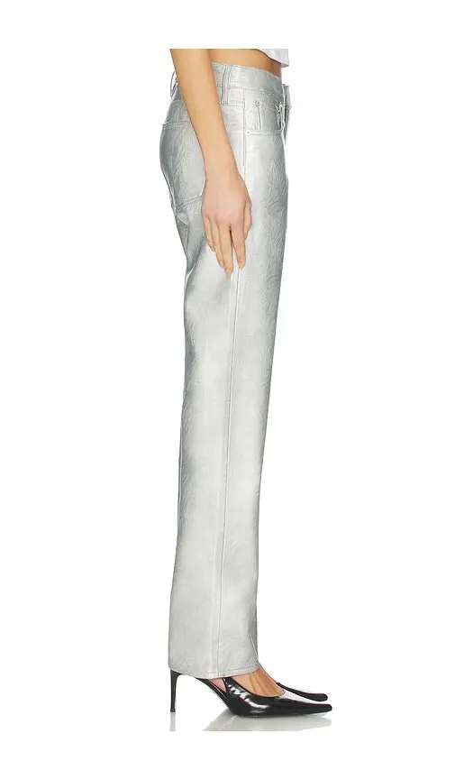 AGOLDE Low Rise Slim Metallic Pants - Silver