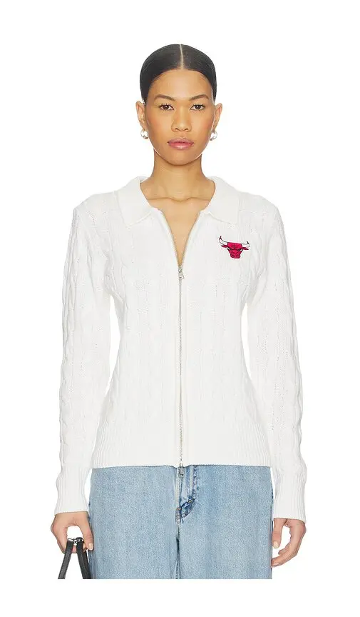 Terez X Bulls Zip Knit Cardigan - White