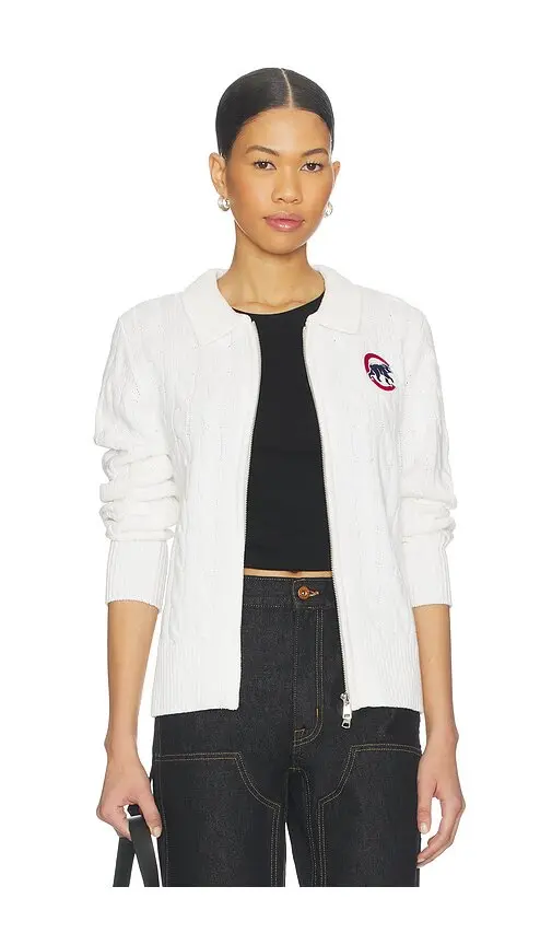 Terez X Chicago Cubs Zip Knit Cardigan - White