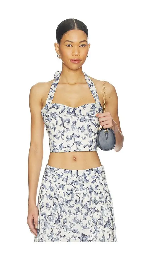 Posse Rue Halter Top - Blue Baroque